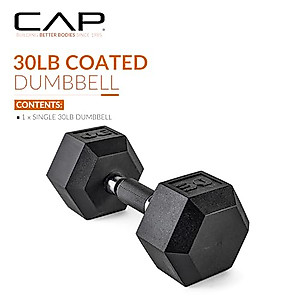 CAP Barbell Coated Dumbbell Weights with Padded Grip, 30-Pound