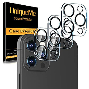 UniqueMe 𝑵𝑬𝑾 𝟮𝟬𝟮𝟮 [ 3 Pack] Compatible with iPhone 12 Pro Max 6.7" Camera Lens Protector Tempered Glass,[Case Friendly][Scratch-Resistant][Does Not Affect Night Shots] -Black Circle