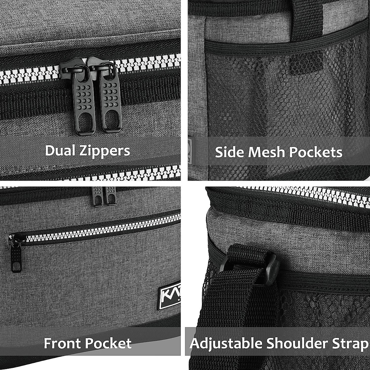 Insulated Lunch Bag for Women Men, Leakproof Thermal Reusable Lunch Box for Adult by Tirrinia, Lunch Cooler Tote for Office Work, Dark Grey