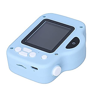 Zyyini Digital Camera, Child Camera, Mini Portable Camera, Educational Toy Camera, with Front and Rear Dual Cameras and IPS Screen, Support 1080P, for Videos(Blue)