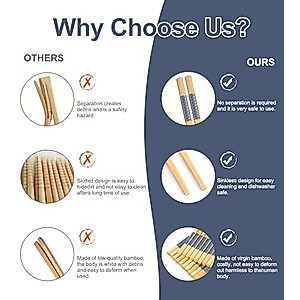 LOROTOCO 50 Pairs Bamboo Chopsticks Disposable | Separated | Reusable | Dishwasher Safe- （9.45in）