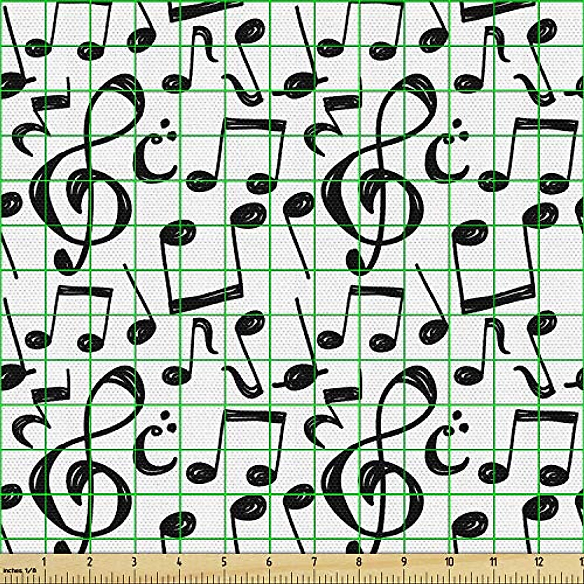 Ambesonne Music Fabric by The Yard, Sketchy Musical Notes and Melody Entertainment Fine Arts Theme Pattern, Decorative Fabric for Upholstery and Home Accents, 1 Yard, White Black