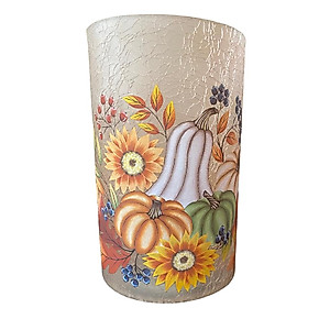 Yankee Candle Large Fall Pumpkins Hand-Painted Crackle Glass Jar Candle Holder 2023