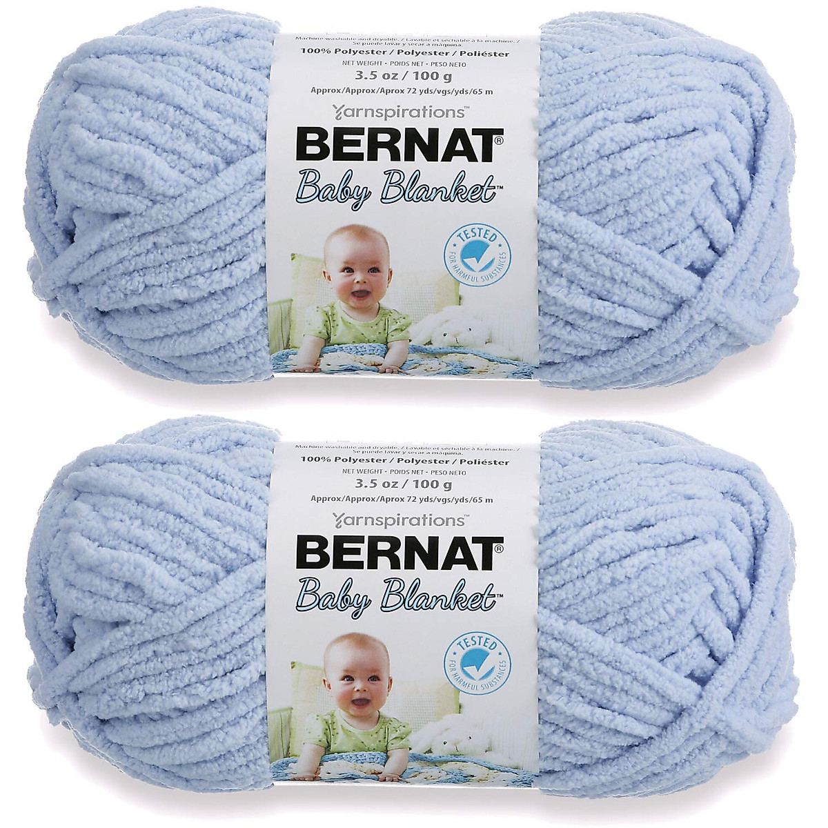 Bernat Baby Blanket Yarn-Baby Blue 2 3.5 ounces skeins