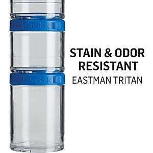 BlenderBottle GoStak Food Storage Containers for Protein Powder, Healthy Snacks, and Portion Control, 4-Piece Starter Pak, Black