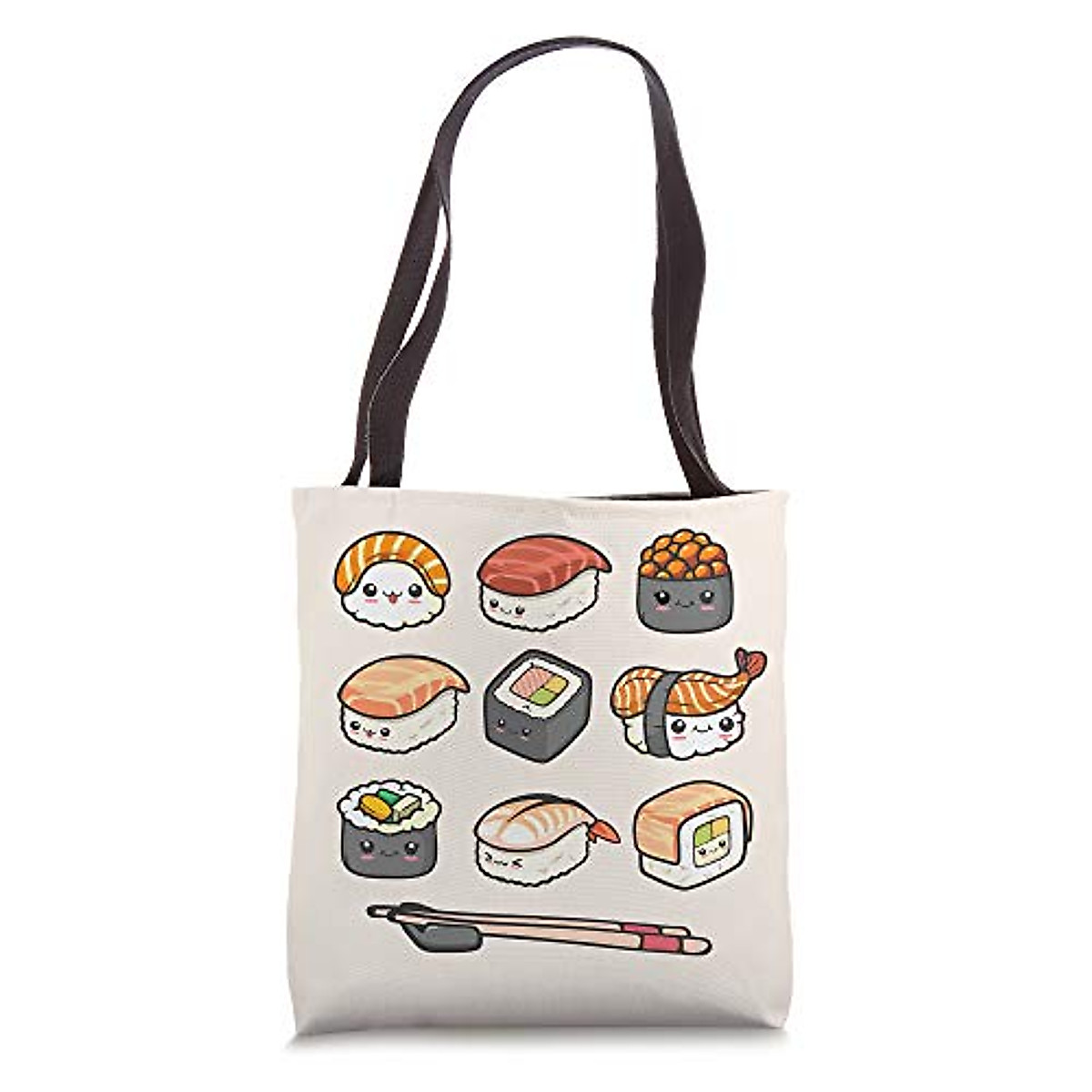Happy Sushi Anime Kawaii Set Japanese Food Lover Otaku Manga Tote Bag