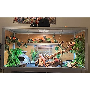 Woyrise 2Pack Reptile Plants, Terrarium Hanging Plants Vines Artificial Leaves Habitat Decorations with Suction Cup for Bearded Dragon Lizard Snake Geckos Chameleon Hermit Crab