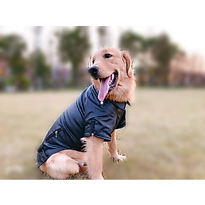 Lovelonglong Cool Dog Leather Jacket, Warm Coats Dogs Windproof Cold Weather Coats for Large Medium Small Dogs, Beagle Clothing Black L-S