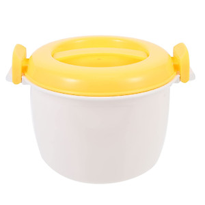 BESTonZON Microwave Rice Cooker Steamer Bowl for Vegetables with Steam Release Vent Microwaveable Cookware for Rice and Vegetables Yellow S