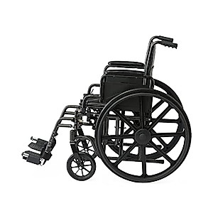 Medline K1 Basic Vinyl Wheelchair with Swing-Back Desk-Length Arms and Swing-Away Footrests, 18-Inch Wide Seat