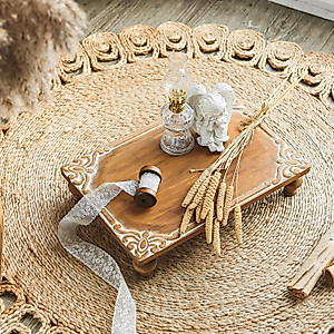 NIKKY HOME Farmhouse Risers Display Stands, Rustic Wood Pedestal Decorative Tray, Centerpiece Decor for Coffee Bar Table, Kitchen Counter, Dining Room