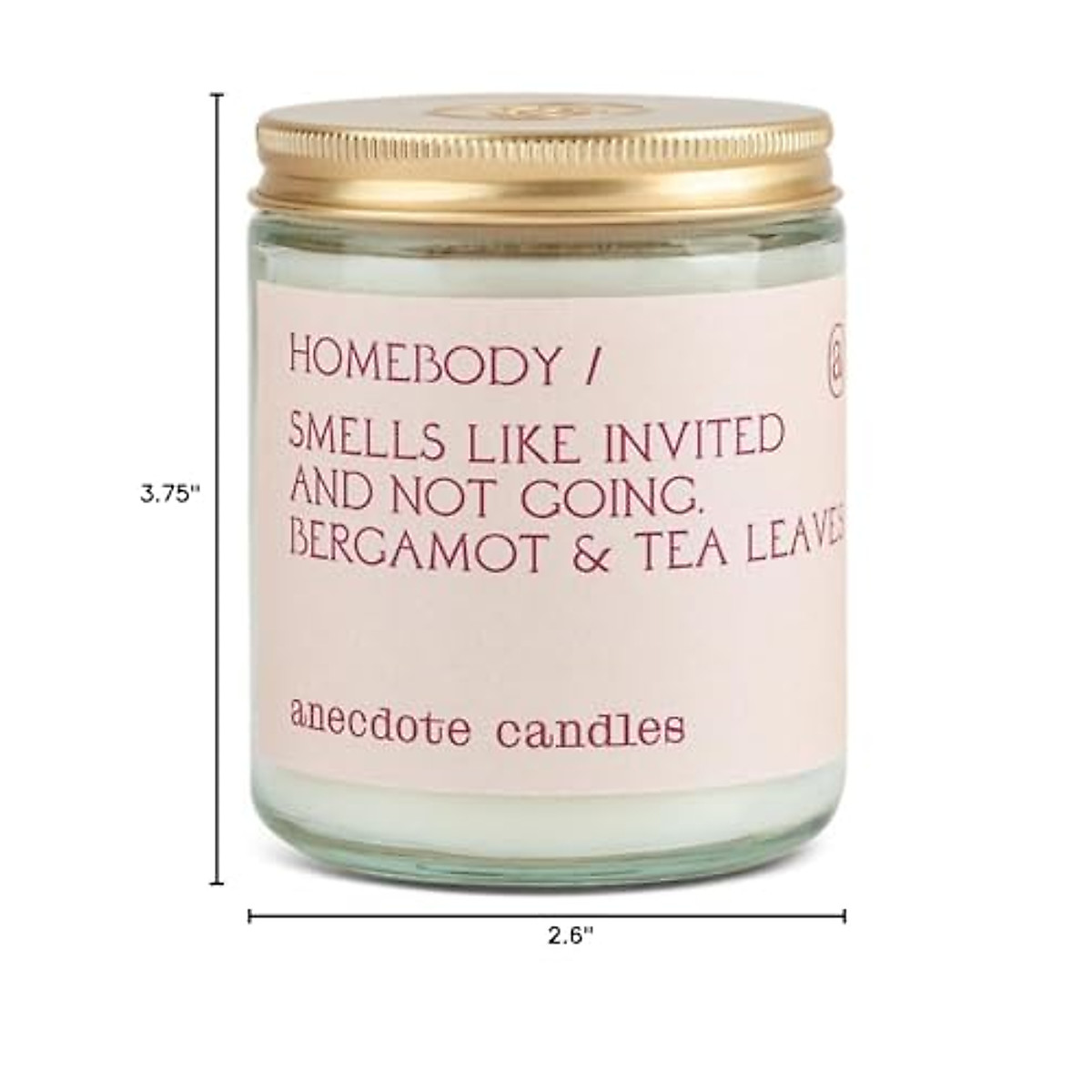 Anecdote Candles ‘Homebody' Coconut Soy Wax Candle Jar | Premium Hand Poured & Long Burning | Bergamot & Tea Leaves Scent | Phthalate-Free | for Home, Office, Gift - 7.8 Oz