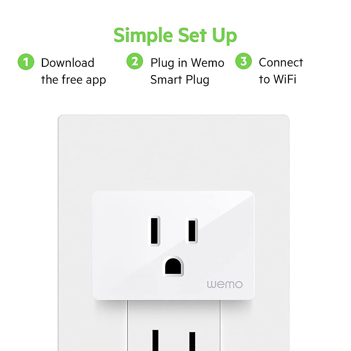 Wemo Smart Plug (Simple Setup Smart Outlet for Smart Home, Control Lights and Devices Remotely Works w/Alexa, Google Assistant, Apple HomeKit)(Pack of 1)
