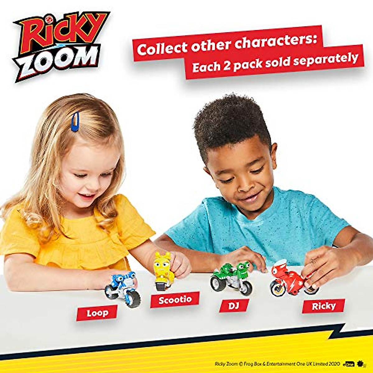 Ricky Zoom & DJ 2 Pack – 3-inch Action Figures – Free-Wheeling, Free Standing Toy Bikes for Preschool Play, Multi