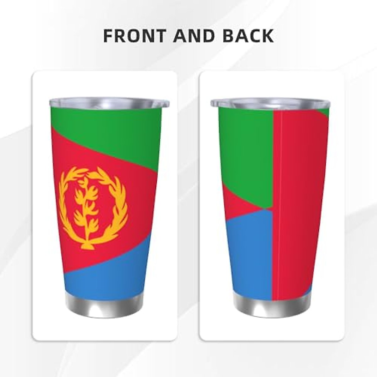 WXZYFP Car cup (single silver rim), can use a straw or drink directly, easy to use.Eritrean flag