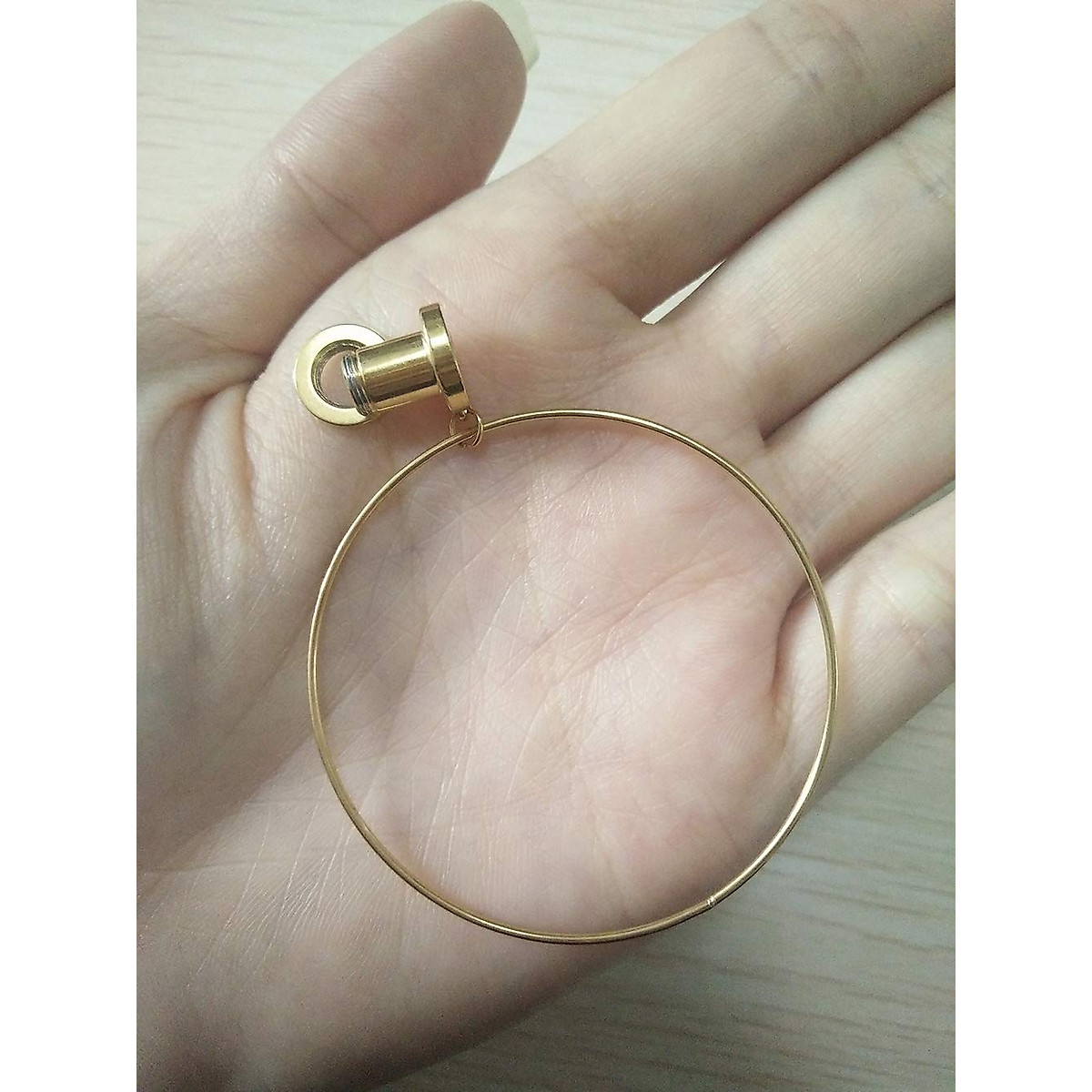 PEAKLINK Gold 2G Surgical Steel Ear Plugs Large Hoop Pendant Ear Tunnels Dangle Gauges Stretcher Piercing