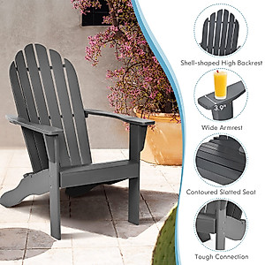 Tangkula Adirondack Chair, Acacia Wood Adirondack Lounger Chair, Outdoor Armchairs with Slatted Seating, Weather Resistant, for Patio Deck Lawn Backyard, Garden Adirondack Furniture (2, Grey)