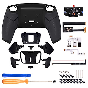 eXtremeRate Black Rubberized Grip Programable RISE4 Remap Kit for PS5 Controller BDM 010 & BDM 020, Upgrade Board & Redesigned Back Shell & 4 Back Buttons for PS5 Controller - Controller NOT Included