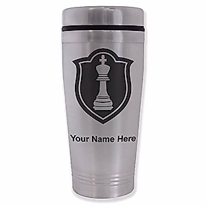 LaserGram 16oz Commuter Mug, Chess King, Personalized Engraving Included