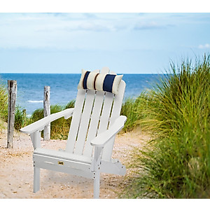 Anraja Outdoor Patio Wood Folding Adirondack Chair Outside with Cushion for Outdoor Porch, Yard, Garden, Pool, White