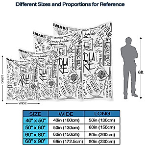 Kanuyee Inspirational Quote Throw Blanket, Positive Psychological Hint Word You are Cozy Decor Nap Cash Blankets Gift for Teens Kids Children Student College Dorm Throws Black and White 40×50 inches