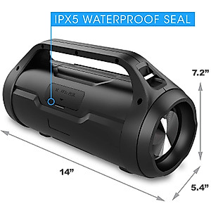 Dolphin LX-20 Dual Portable Bluetooth Waterproof Tube Speaker with HD Sound and Bass, High Power 30W, includes FM Radio, USB/SD MP3, AUX Input