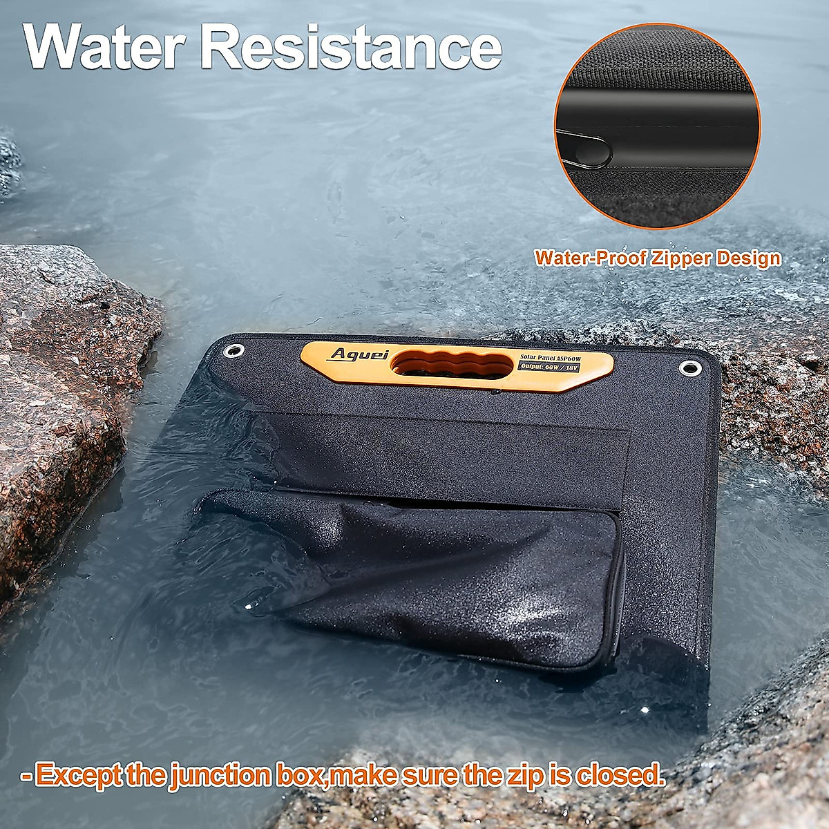 60W Foldable Solar Panel Monocrystalline,Aguei Solar Charger for Power Station,12V Battery,Solar Generator with Adjustable Kickstand and 3 USB for Outdoor Camping Vanlife RV Off Grid