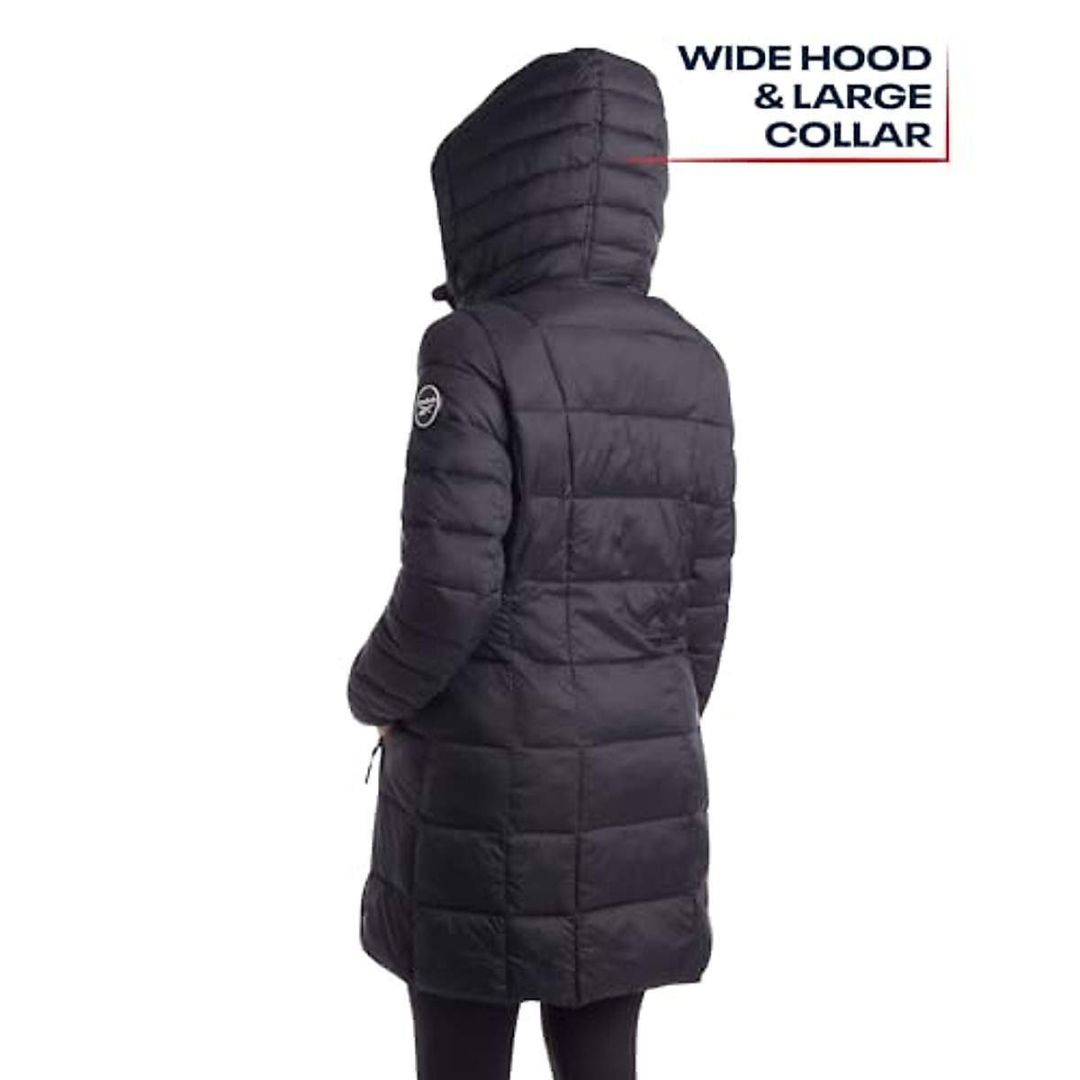 Reebok Women's Winter Jacket - Long Length Quilted Puffer Parka - Heavyweight Outerwear Coat for Women (S-XL), Size Medium, Black