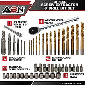 ABN 50pc Screw Bit Extractor and Assorted Drill Bit Kit - Damaged Screw Extractor Impact Bits with Bolt Extractor Set