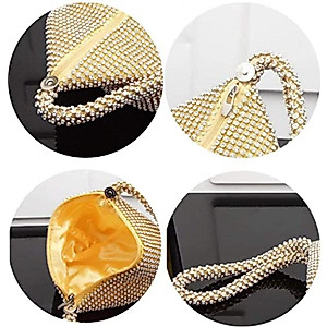 Women's Evening Bag Rhinestone Purse Handbags Triangle Style Chain Clutch Purse Bag Sparkly Party Prom Wedding Purse (Silver)