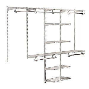 Rubbermaid Configurations Custom Add On Closet Shelving & Closet Organizer Kit, 48-Inch, Titanium, Organization/Storage for Clothes/Shoes/Jackets/Purse