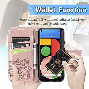 ONV Wallet Case for Samsung Galaxy Z Fold 3 - Butterfly Embossed Leather Folio Case [Magnetic] [Card Slots] [Kickstand] [Wrist Strap] +TPU Shell for Samsung Galaxy Z Fold 3 [HZD] -Rosegold