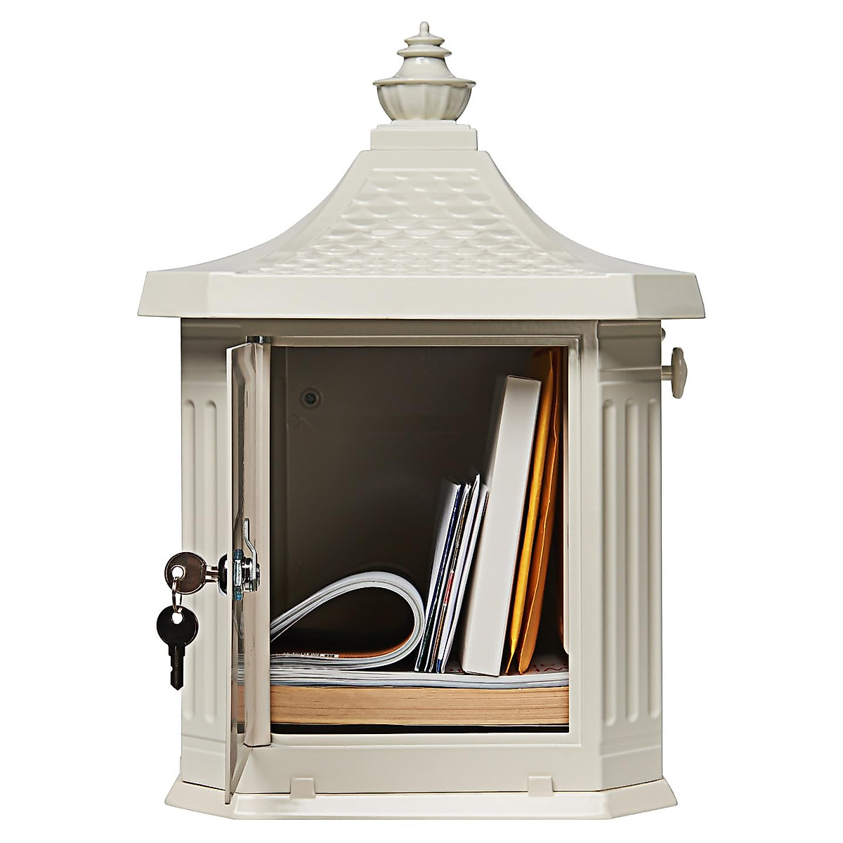 Architectural Mailboxes Hamilton Cast Aluminum, Locking, Post Mount Mailbox, Compatibility Code C, HM200WAM, White, Large Capacity