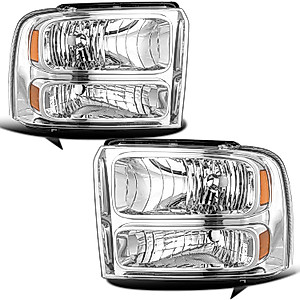 BRYGHT Headlight Assembly Fit for 2005 to 2007 Ford F250 F350 F450 F550 Super Duty / 2005 Ford Excursion Driver and Passenger Side