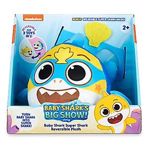WowWee Baby Shark's Big Show! Reversible Plush Baby Shark Turns Into Super Shark – Flip Plushie Toys for Toddlers