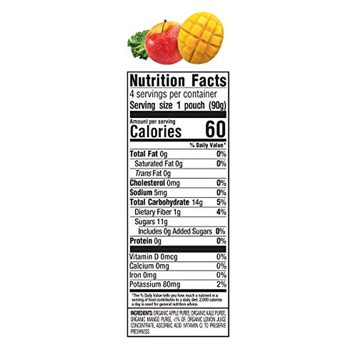 HAPPYKID Organics Organic Kid Snack, Apple, Kale, & Mango, 3.17 Ounce Pouch, Pack of 16 (Packaging May Vary)