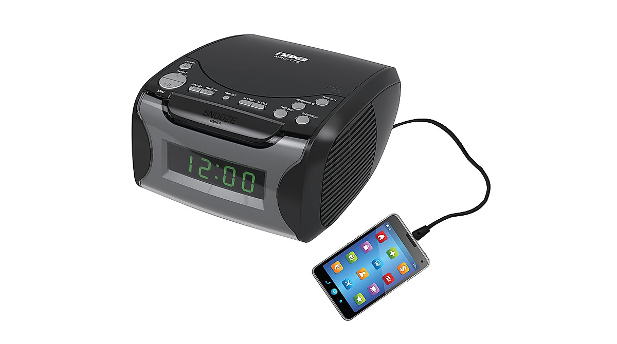 Digital Alarm Clock Radio with CD Player & USB Charging | Naxa