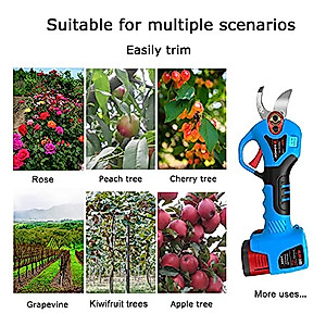 KOMOK Cordless Electric Pruning Shears, 2 Rechargeable Battery Powered Pruners Fruit Tree Branches Cutter with LED, 16.8V 25mm/1" Cutting Diameter, 6-8 Working Hours Good for Arthritis Hand