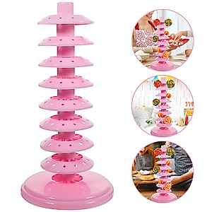 Cake Pops Stand 2pcs Lollipop Display Holder Round Candy Holder Cake Pop Stand Ring Stand Lollipop Showing Tower for Wedding Showers Birthday Party Favors, Pink