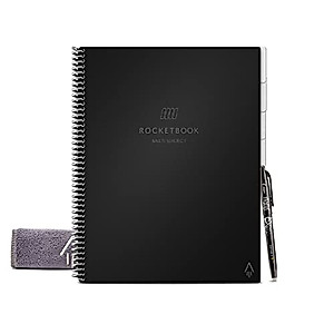 Rocketbook Multi-Subject Smart Scannable Notebook with Dividers | Lined Reusable Notebook with 1 Pilot Frixion Pen & 1 Microfiber Cloth | Infinity Black, Letter Size (8.5" x 11")