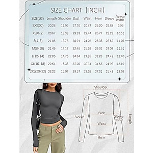 Trendy Queen Womens Long Sleeve Shirts Basic Tees Crop Tops Going Out Spring 2025 Workout Outfits Y2k Clothes Light Green M