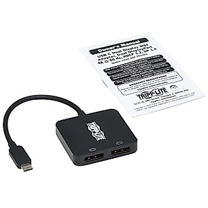 Tripp Lite USB-C Two-Monitor DisplayPort Adapter, Windows & MacBook Pro, 8K @ 30Hz 4:4:4 Single Output, 4K @ 60Hz 4:4:4 Dual Output, HDCP 2.2, HDR, DP 1.4 Alt Mode, 3-Year Warranty (U444-2DP-MST4K6)