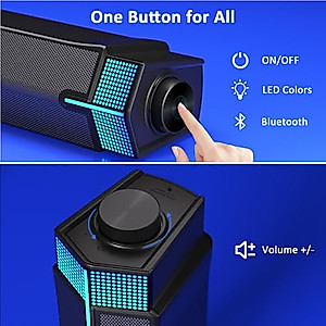 Jeecoo M20 Bluetooth Computer Speakers for PC Desktop Monitor, Gaming PC Sound Bar - Wired USB-Powered, Superb Stereo Sound, with LED Lighting - Combine/Separate to Customize Your Desk