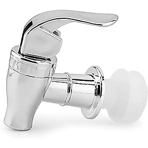Cornucopia Push Style Spigots for Beverage Dispenser Carafes (2-Pack), Replacement Lever Pour Spouts, Chrome Design Lock Open Style