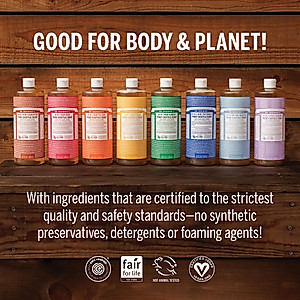 Dr. Bronner's Pure Castile Liquid Soap - Made with Regenerative Organic Certified Oils - 18-in-1 Uses for Face, Body, Hand Gentle on Baby & Sensitive Skin Body Wash Unscented,32oz