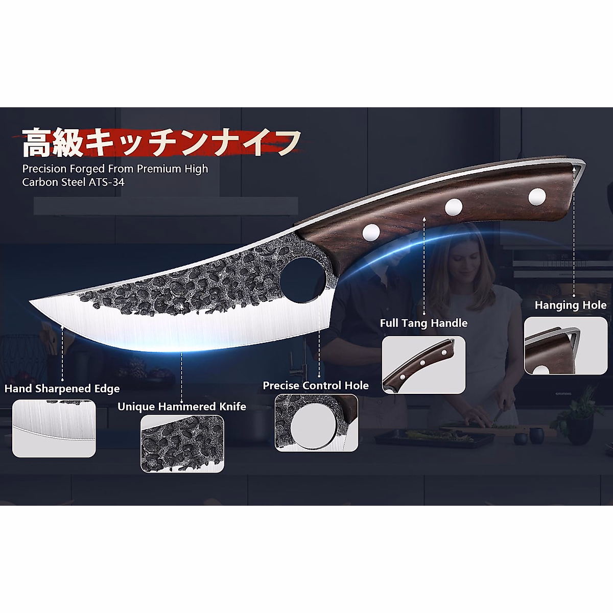 DRGSKL Serbian Chef Knife Set, Hand Forged Butcher Knife Set with Knife Bag, High Carbon Steel Kitchen Knife Set Meat Cleaver Boning Knife Viking Knife for Brisket Trimming, Gift for Dad