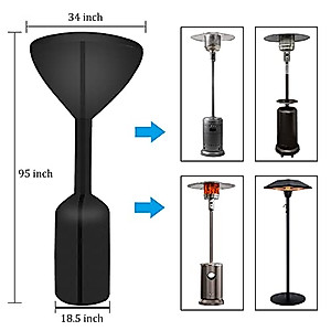 Dafoecheer Patio Heater Covers Waterproof with Zipper, Outdoor Heater Cover Heavy Duty Dustproof, Wind-Resistant, UV-Resistant, Snow-Resistant, 95" H x 34" D x 18.5" B