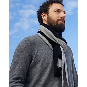 State Cashmere Unisex Ribbed Knit Scarf Made with 100% Pure Inner Mongolian Cashmere - Elegant, Soft, & Versatile - Ultra Warm Winter Accessories - (Pale Charcoal, 70"x7")