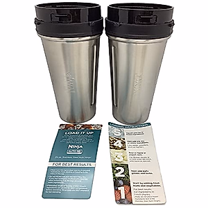 Genuine Ninja 24oz Stainless Steel Double-Wall Thermo Insulated Cup for Auto-IQ Blender, 2-Pack, Cup Only No Lid