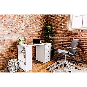 OneSpace Monroe 3 Shelve Computer Desk, White